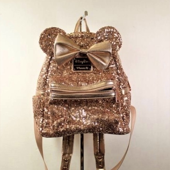 Loungefly | Bags | Disney Parks Loungefly Minnie Mouse Rose Gold Sequin ...